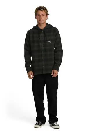 BILLABONG Plaid Hooded Cotton Flannel Button-up Shirt