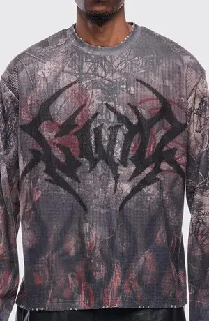 ROLLING LOUD Gothic Flame Long Sleeve Thermal T-shirt