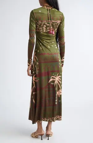 Johanna Ortiz Eternal Tropical Print Long Sleeve Jersey Dress