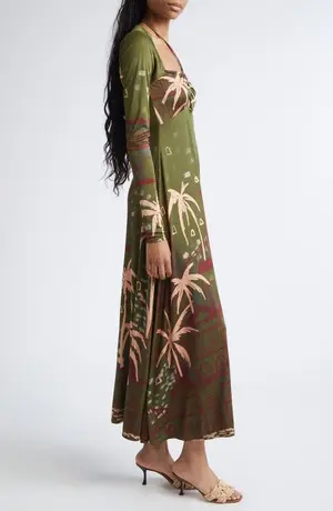 Johanna Ortiz Eternal Tropical Print Long Sleeve Jersey Dress