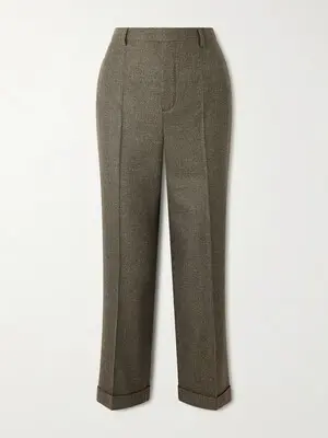 Loro Piana Louis Cropped Wool And Cashmere-blend Pants - Brown