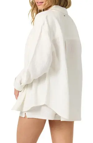 O'Neill Leni Relaxed Fit Cover-up Shirt - White