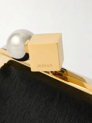 Jacquemus Salon Calf Hair Clutch - Black