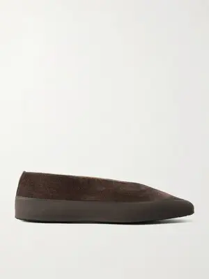 Le Monde Beryl Shearling-lined Suede Ballet Flats - Brown