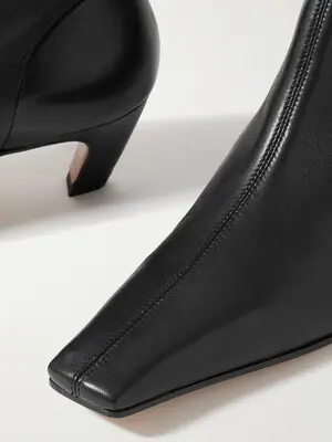 Khaite Arizona Leather Ankle Boots - Black