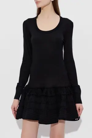 Alaïa Wool Ruffle Dress - Black