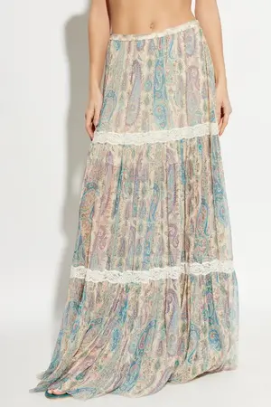 Etro Lace Insert Paisley Skirt - Multicolour