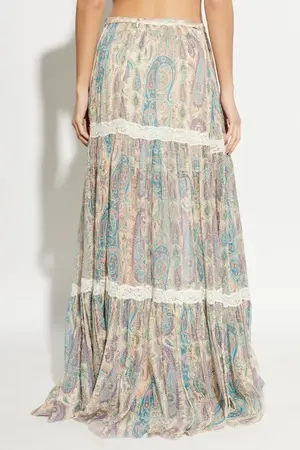 Etro Lace Insert Paisley Skirt - Multicolour