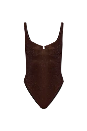 Oseree Textured One-piece Swimsuit - Brown