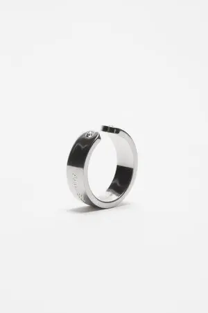 Acne Studios Logo Cuff Brass Ring - Semi Matt Silver