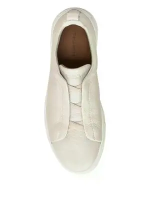 Zegna Triple Stitch Leather Slip-ons - Neutrals