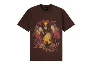 OVO Marvel Wolverine Masthead Tee Shirt - Fade Out Brown
