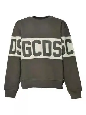 Gcds Logo-print Striped Sweatshirt - Grey