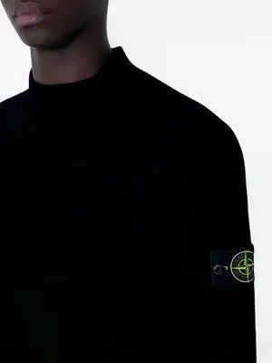Stone Island Mock Neck Logo Patch Sweater
