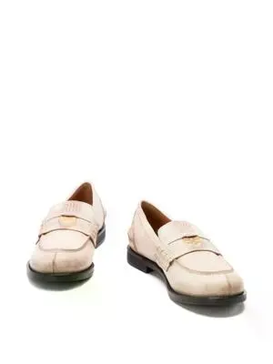 Miu Miu Logo-detail Loafers - Neutrals