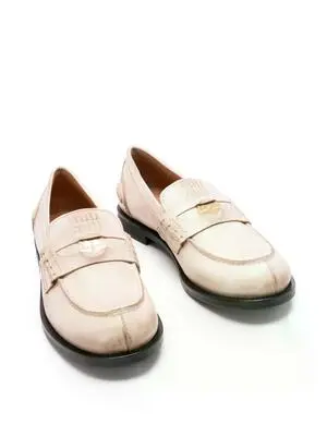 Miu Miu Logo-detail Loafers - Neutrals