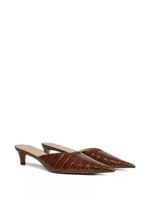 12 STOREEZ 40mm Crocodile-embossed Pointed-toe Mules