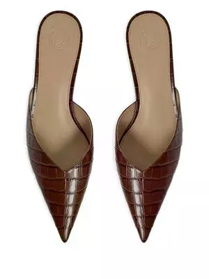 12 STOREEZ 40mm Crocodile-embossed Pointed-toe Mules