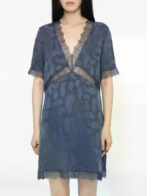 Zadig&Voltaire Paisley Patterned V-neck Dress - Blue