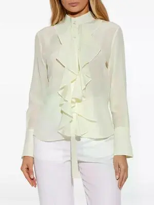 Alexander McQueen Ruffled Silk Top - Neutrals