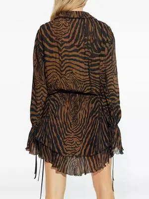 Blumarine Lace-trim Zebra-print Dress - Brown