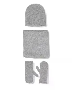 IRO PARIS Knitted Hat, Scarf, And Mittens Set - Grey