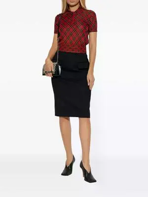 Alexander McQueen Argyle Button Polo Top - Red