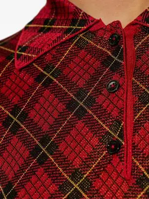 Alexander McQueen Argyle Button Polo Top - Red