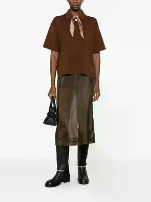 FORTE_FORTE Tie-detail Polo Top - Brown