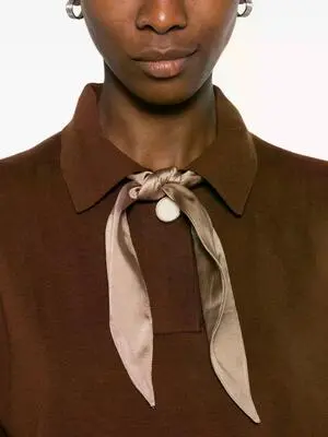 FORTE_FORTE Tie-detail Polo Top - Brown
