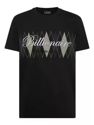 BILLIONAIRE Logo Argyle-pattern T-shirt