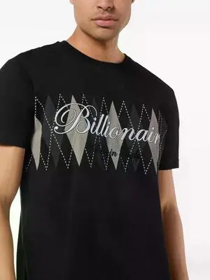 BILLIONAIRE Logo Argyle-pattern T-shirt