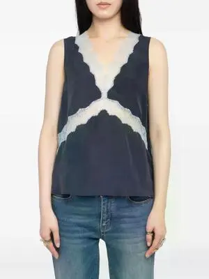 Zadig&Voltaire Lace-trimmed Top - Blue