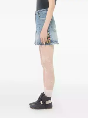 Valentino Garavani Denim Skirt With Frayed Hem - Blue