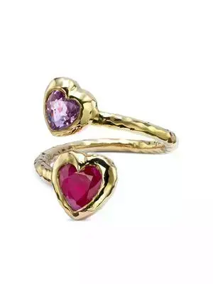 OCTAVIA ELIZABETH Moi Et Toi Sapphire And Ruby Ring - Gold