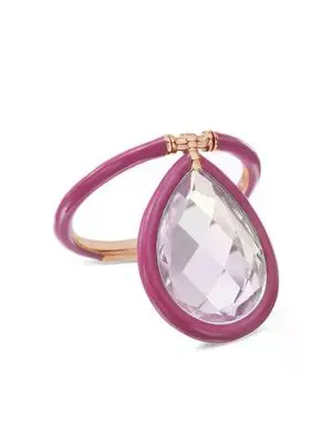 NINA RUNSDORF Large Rose Quartz Flip Ring - Pink