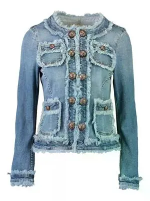 MAISON COMMON Fringed-trim Denim Jacket