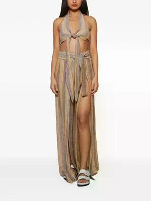 Lisa Marie Fernandez Striped Tie Halter Top - Neutrals