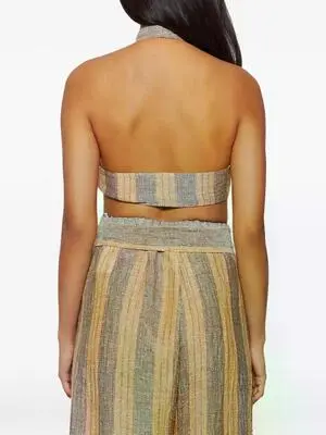 Lisa Marie Fernandez Striped Tie Halter Top - Neutrals