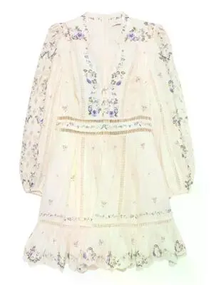 Zimmermann Patience Floral-print Mini Dress - Neutrals