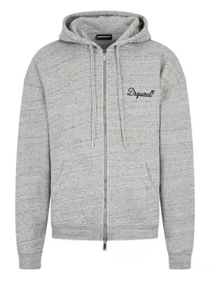 Dsquared2 Logo-embroidered Zip-fastening Hoodie - Grey
