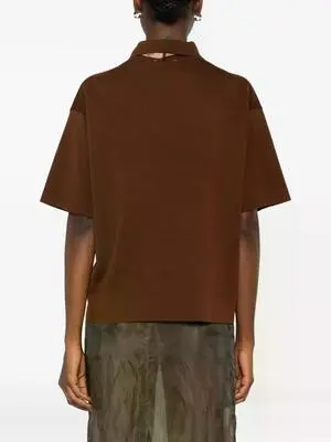 FORTE_FORTE Tie-detail Polo Top - Brown
