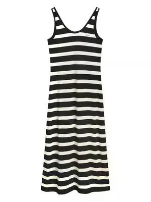 Gant Striped Scoop-neck Midi Dress - Black