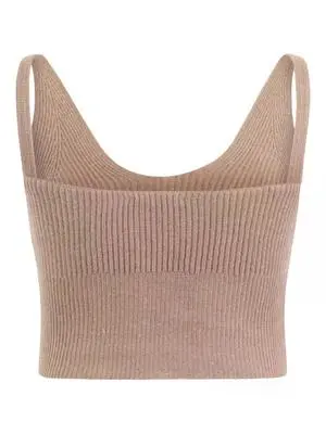 Peserico Ribbed V-neck Crop Top