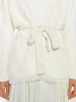 FORTE_FORTE Fringed Belted Cardigan