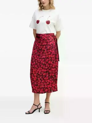 NEVER FULLY DRESSED Printed Wrap Midi Skirt