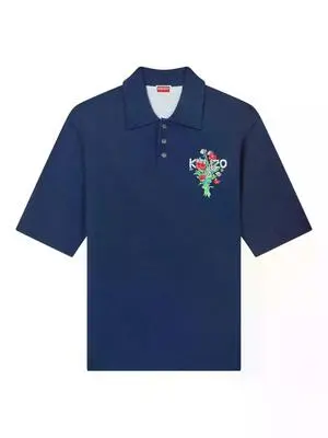 Kenzo Bouquet Embroidered Knit Polo Shirt