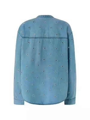 Pinko Eyelet Embellished V-neck Top - Blue