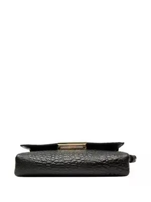 Burberry Embossed Grain Check Leather Langley Crossbody Bag - Black