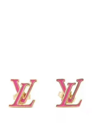 LOUIS VUITTON 2023 Plated Enamel Iconic Push Back Earrings - Gold